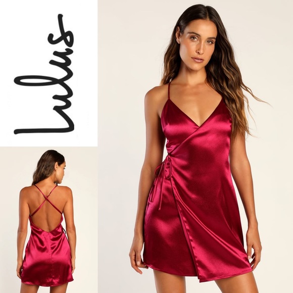 Lulus | Dresses | Nwt Lulus Sweet And Stellar Magenta Satin Backless ...